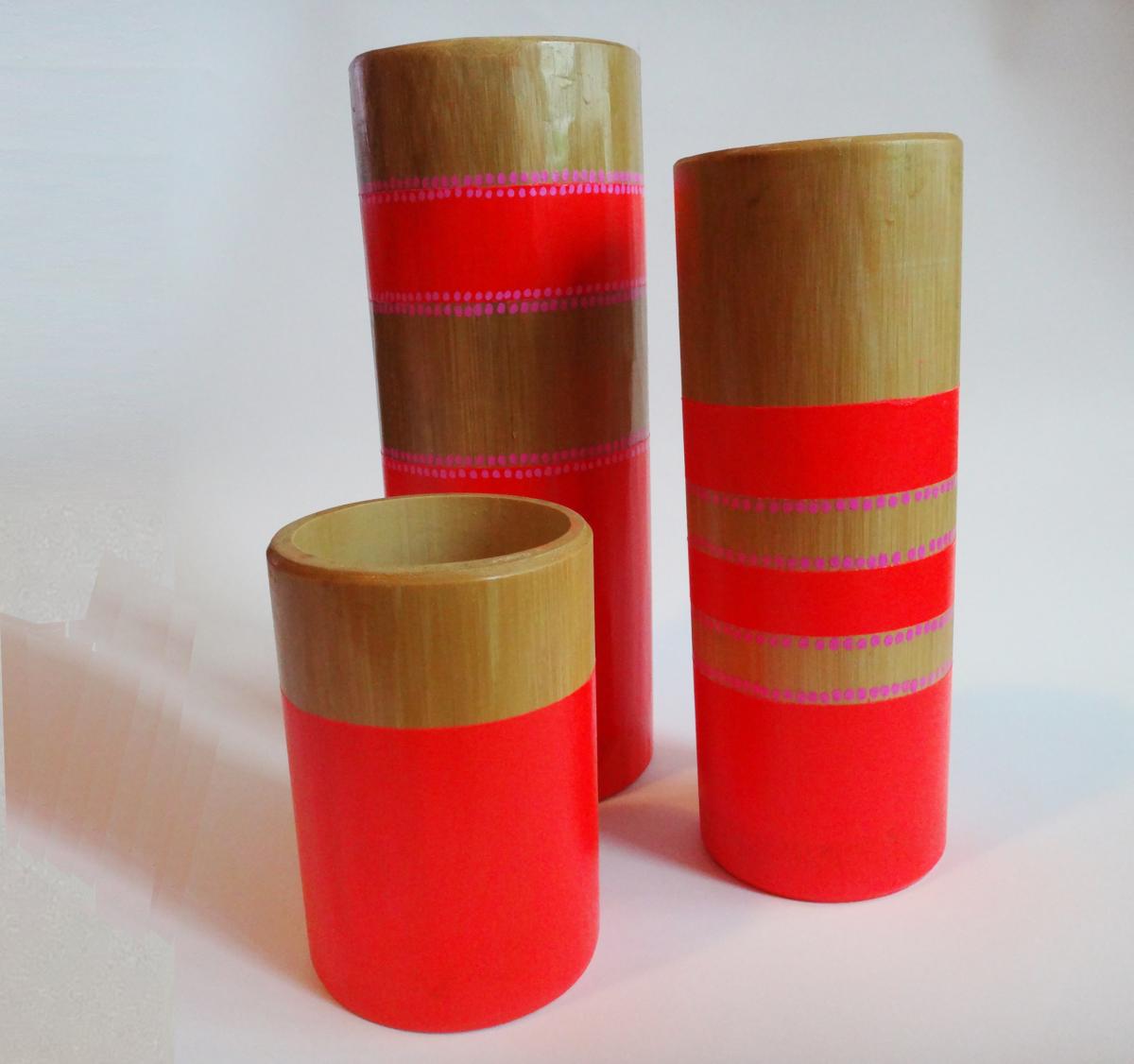 Bamboo Base In Neon Colors Orange And Pink on Luulla